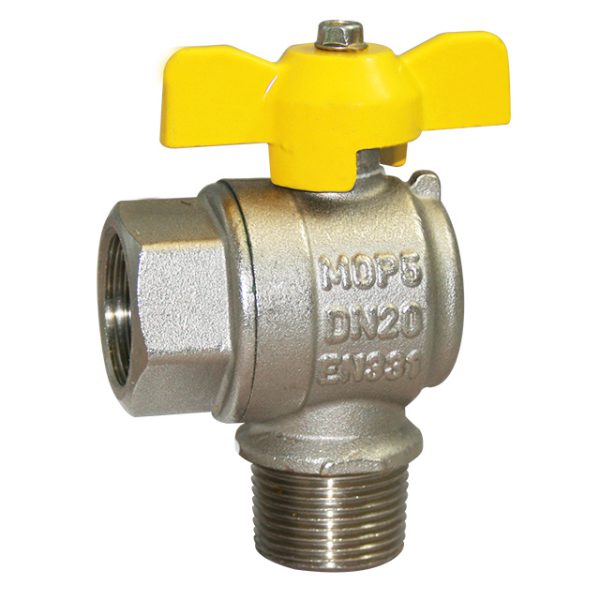 Brass Angle Pattern Ball Valve - EN331 Gas Approved - BSPP Male x ...